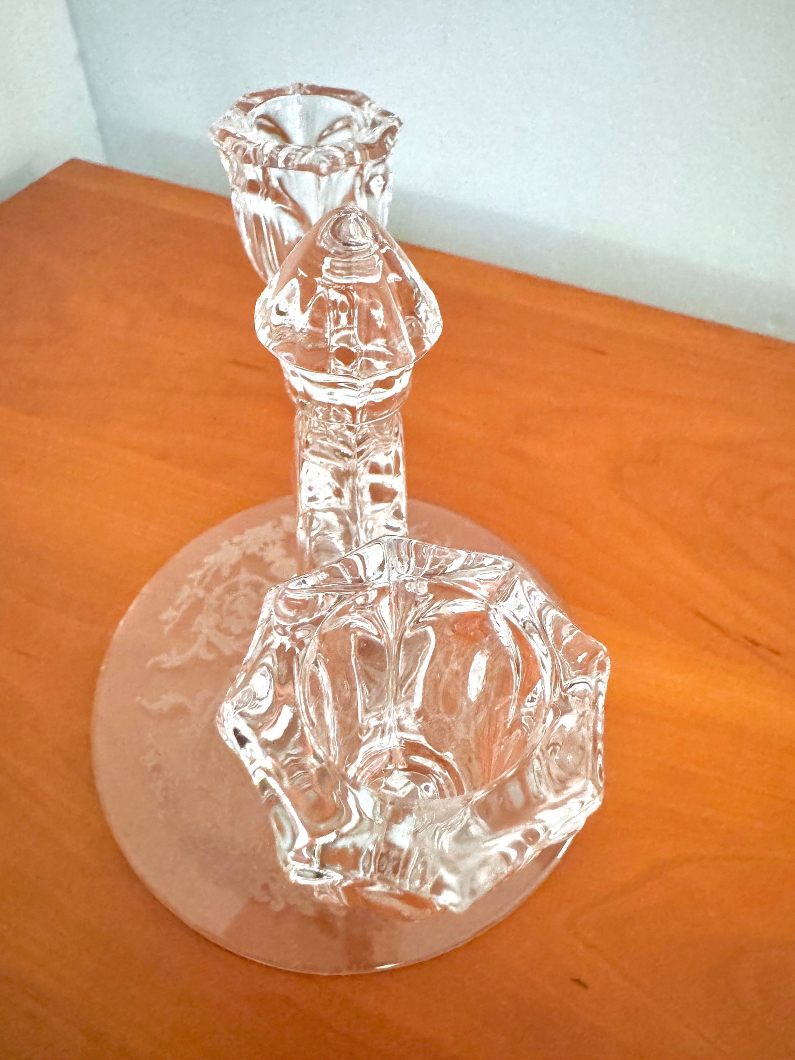 Vintage (1) Heisey Orchid Etched Trident Double Candle Stick ...