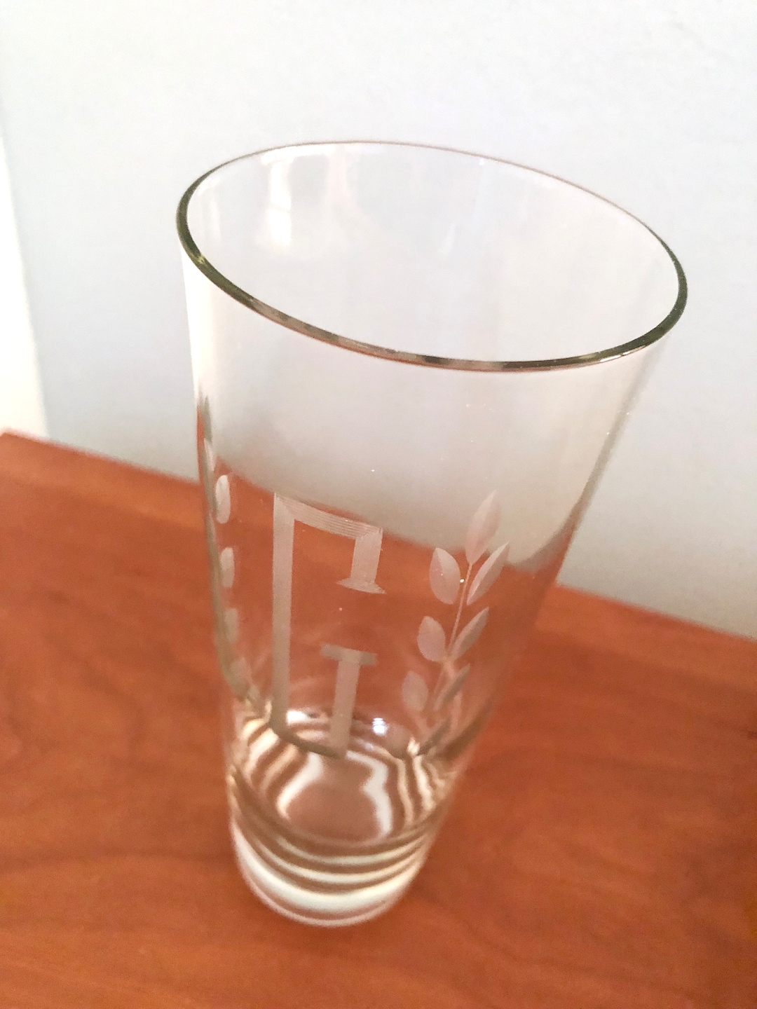Vintage Etched Deco Style Monogram Letter G Cocktail Drinks Water Glass ...