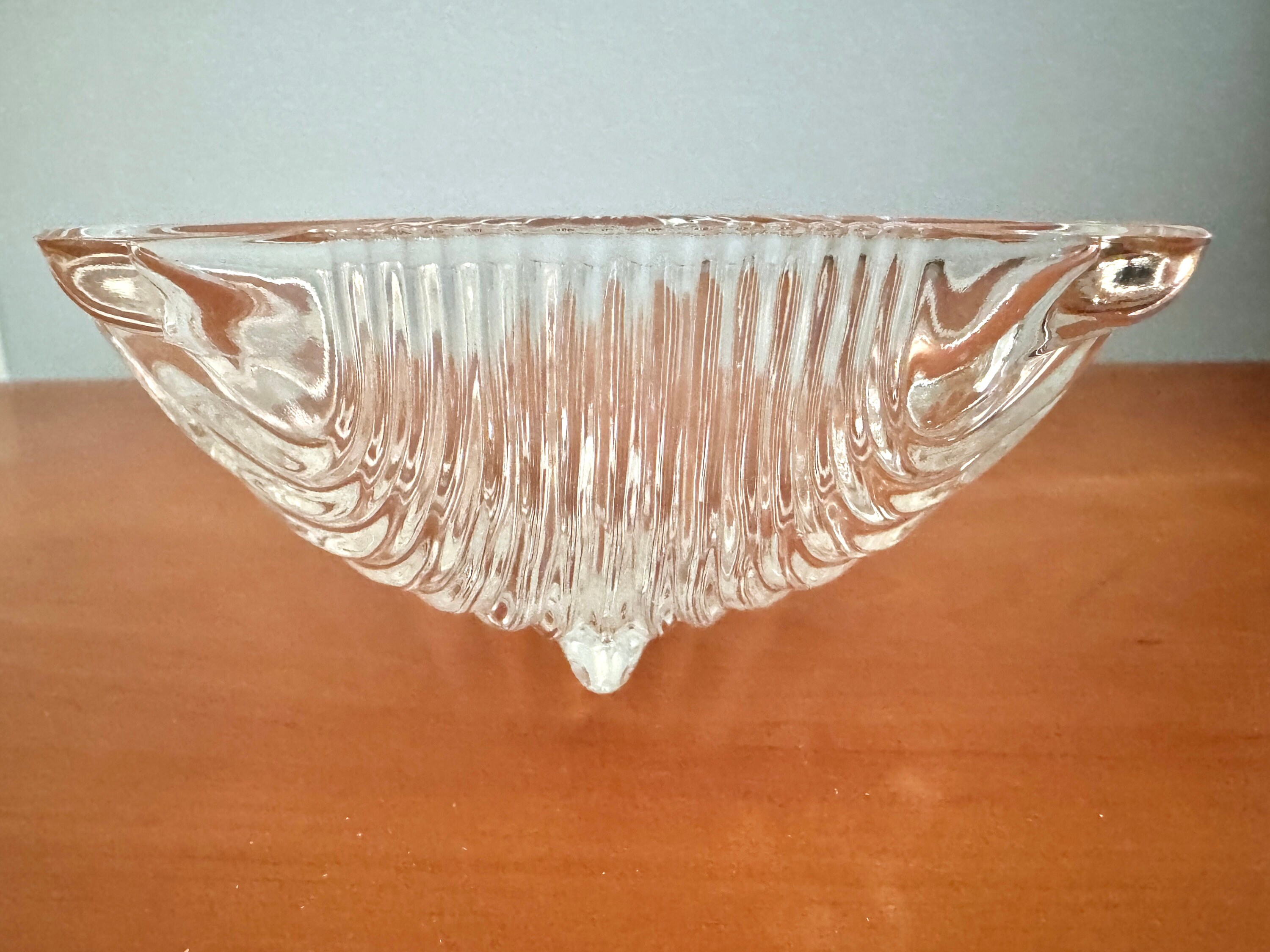 Vintage Glass Footed Clam Shell CLAMSHELL Scallop Candy Dish Nautical ...