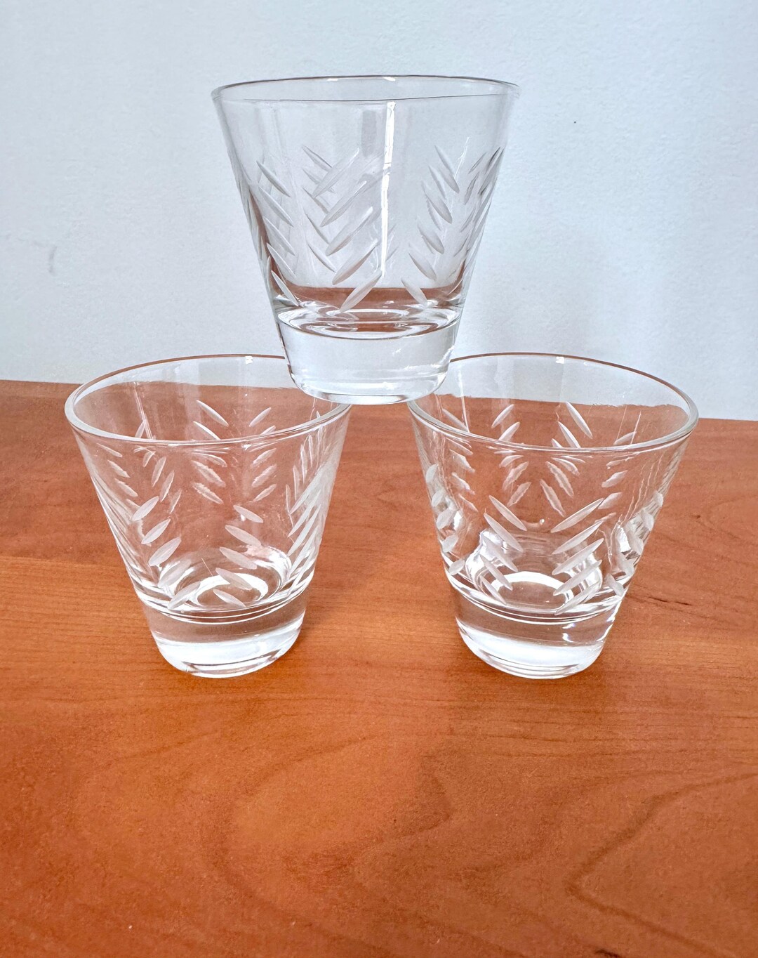 Vintage Set (3) JAVIT Rain CUT Double Shot Glass 1960s MCM Midcentury ...