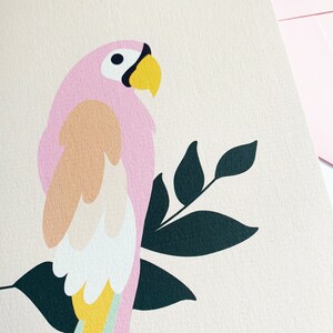 Tropical Bird Greetings Card, Pink Bird Card, Bird Card, Bird Greetings ...