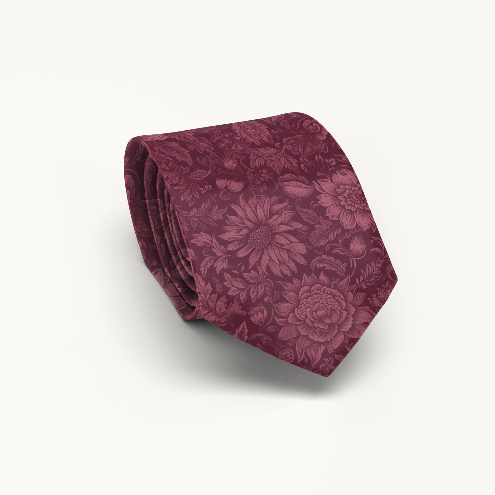 Chianti Wine Floral Tie, Burgundy Necktie for Groom & Groomsmen ...
