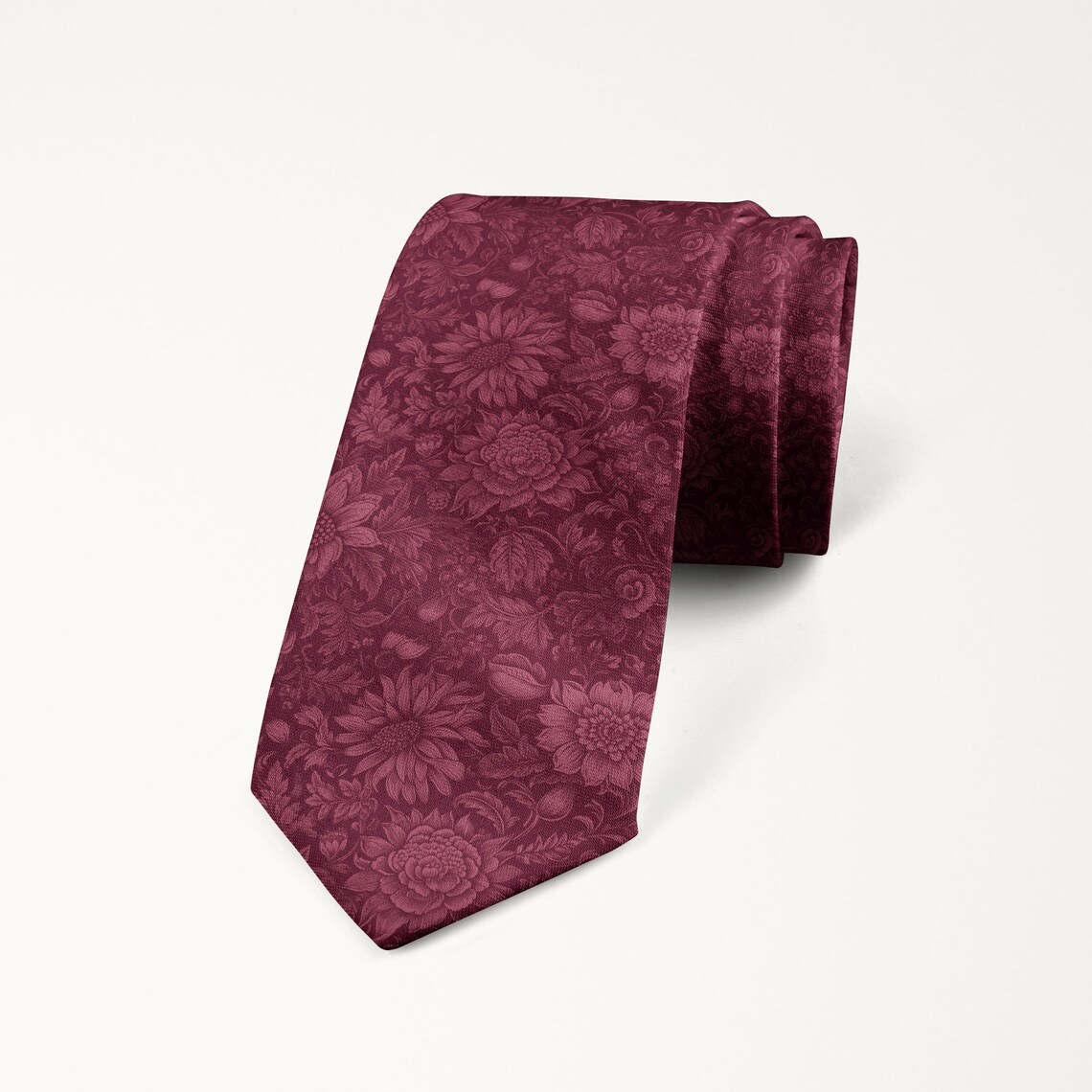 Chianti Wine Floral Tie, Burgundy Necktie for Groom & Groomsmen ...