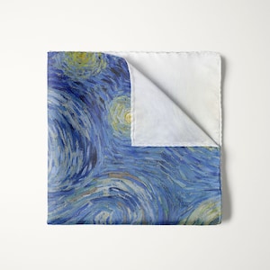 Vincent Van Gogh Starry Night Pocket Square, Artistic Handkerchief for ...
