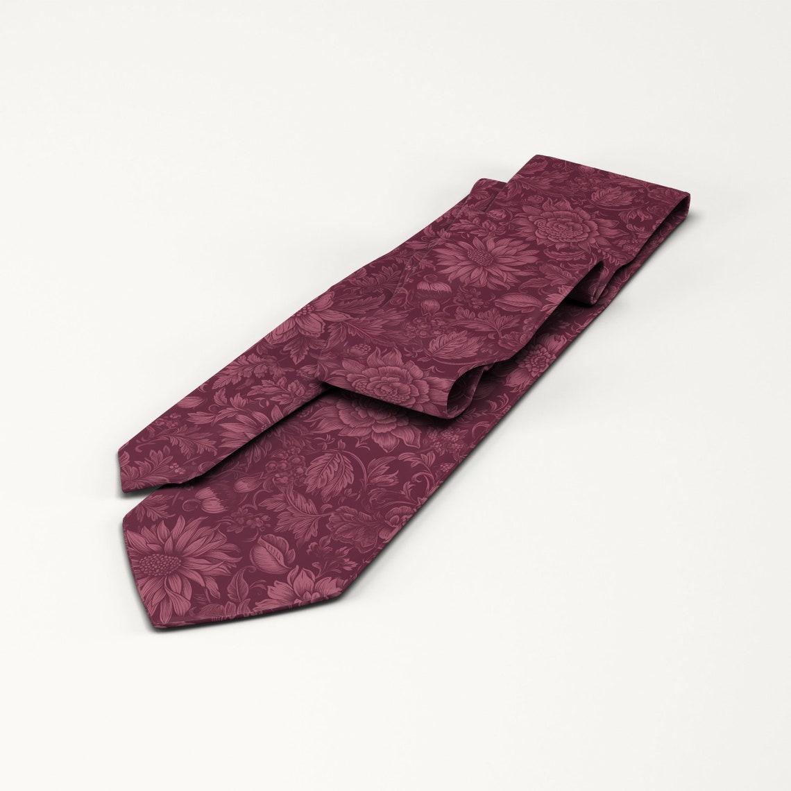 Chianti Wine Floral Tie, Burgundy Necktie for Groom & Groomsmen ...