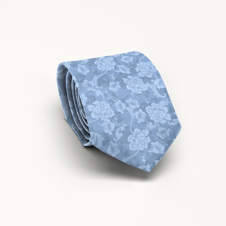 Ice Blue Wedding Floral Tie Light Blue Floral Tie Davids - Etsy