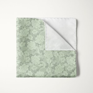 Light Sage Green Floral Pocket Square, Dusty Sage Wedding Pocket Square ...