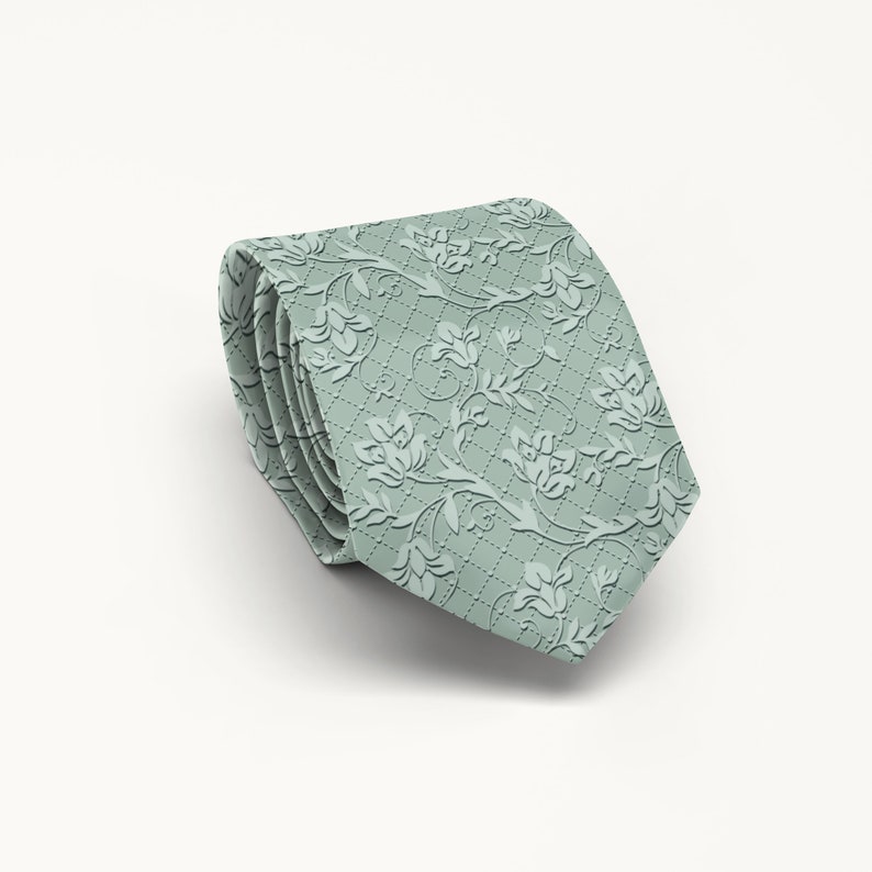 Dusty Sage Floral Tie Sage Green Necktie Floral Wedding Tie - Etsy