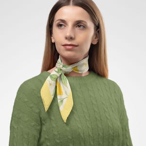 Lemon Print Summer Scarf Yellow Floral Chiffon Scarf Lightweight Head ...