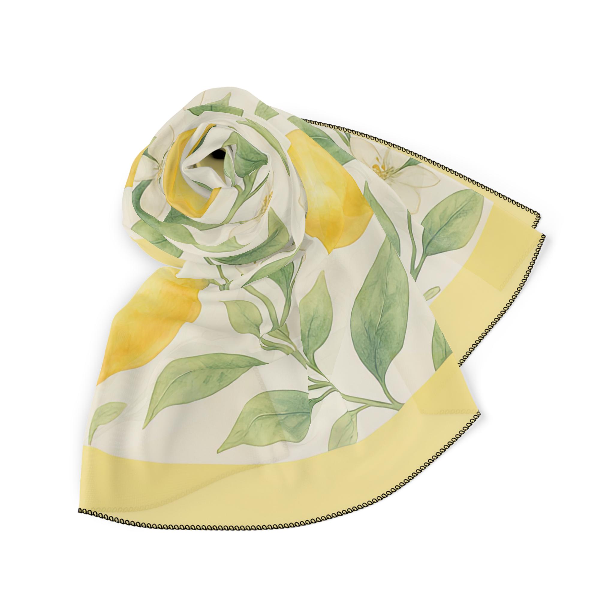 Lemon Print Summer Scarf Yellow Floral Chiffon Scarf Lightweight Head ...