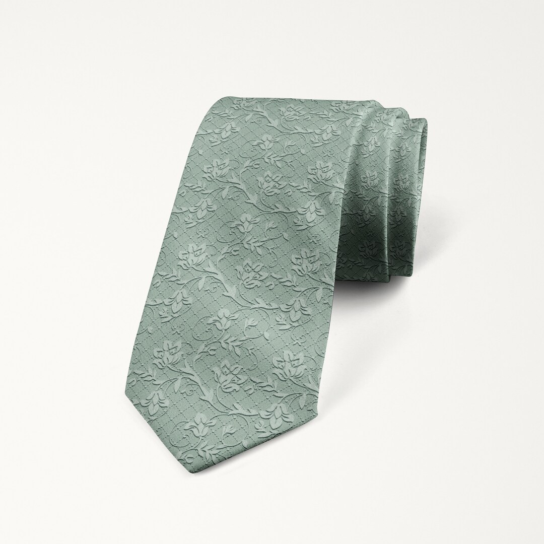 Dusty Sage Floral Tie Sage Green Necktie Floral Wedding Tie - Etsy