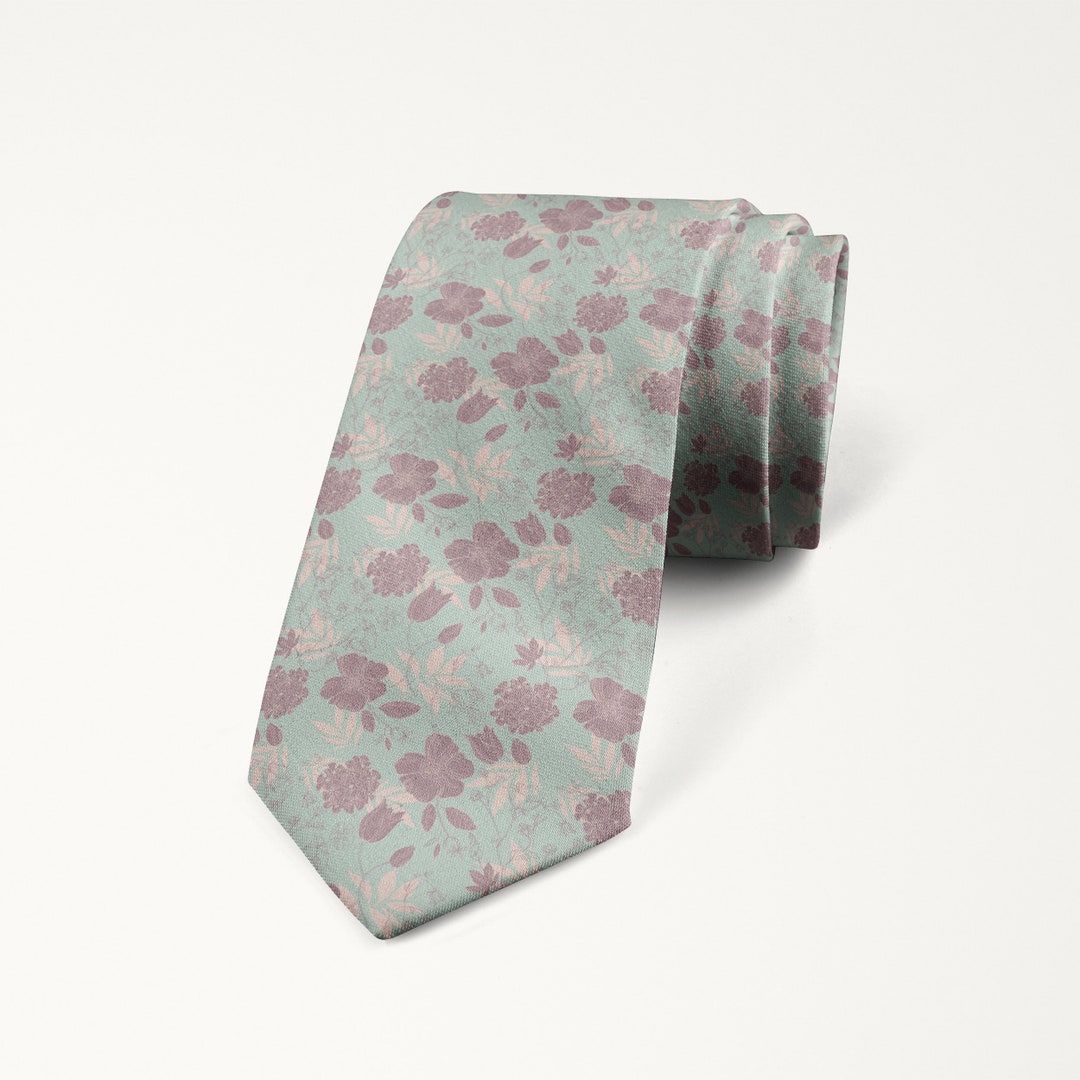 Dusty Sage, Dusty Rose Quartz, Blush Pink Floral Wedding Tie, Groom and ...