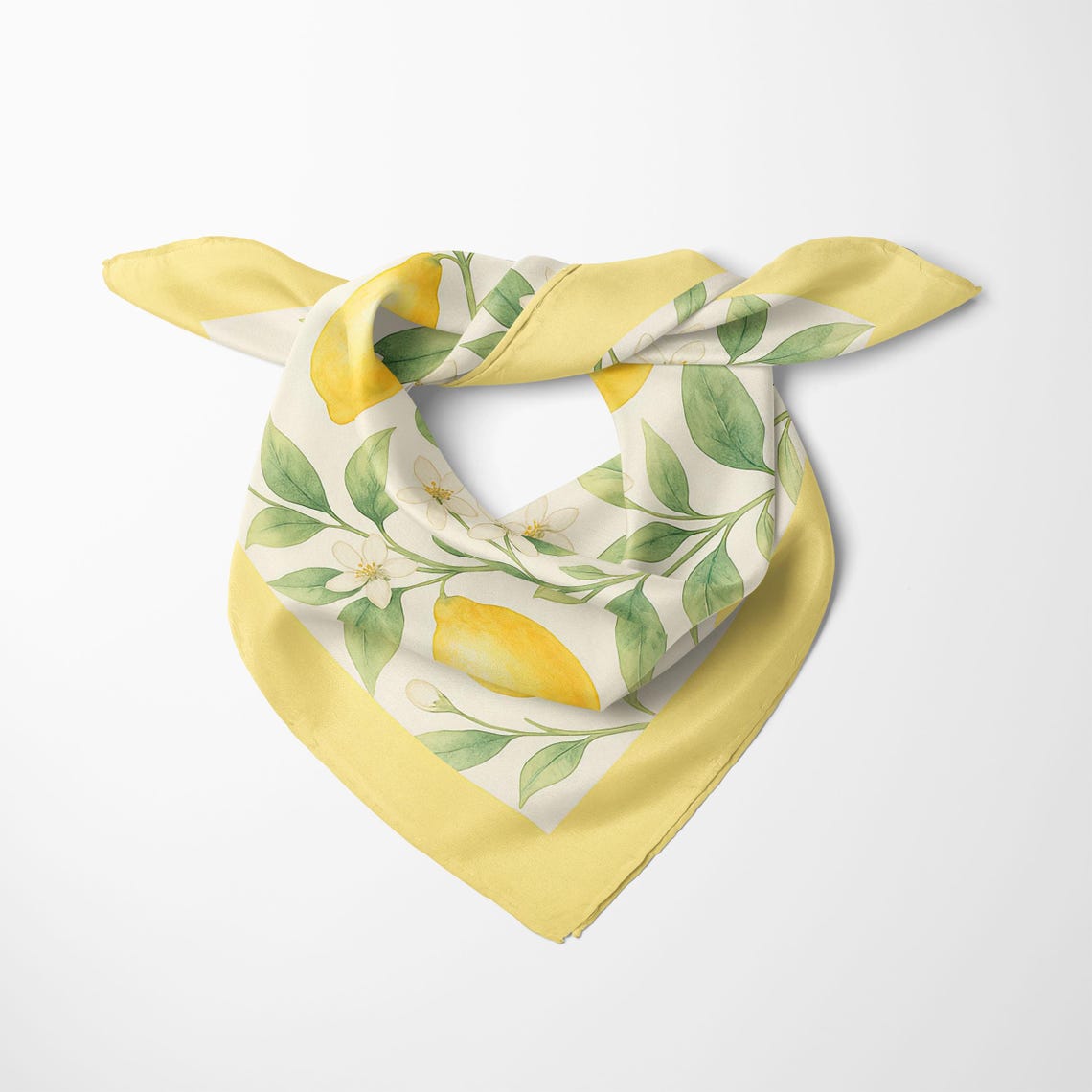 Lemon Print Summer Scarf Yellow Floral Chiffon Scarf Lightweight Head ...
