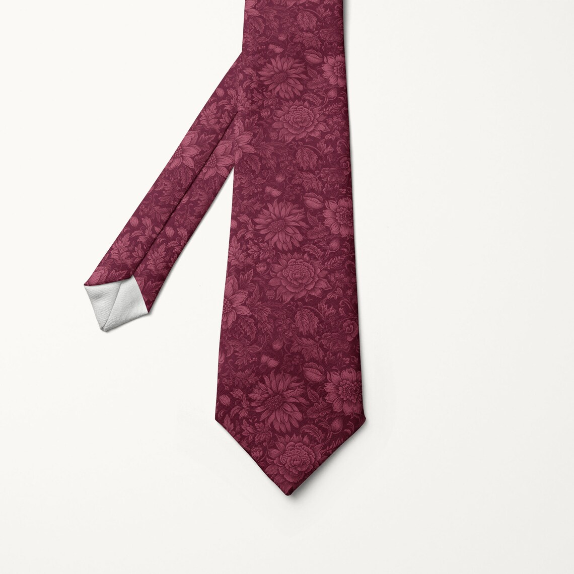 Chianti Wine Floral Tie, Burgundy Necktie for Groom & Groomsmen ...