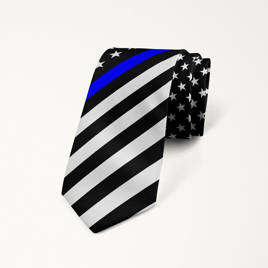 Thin Blue Line Flag Necktie, Police Dad Gift, Police Appreciation, Leo ...