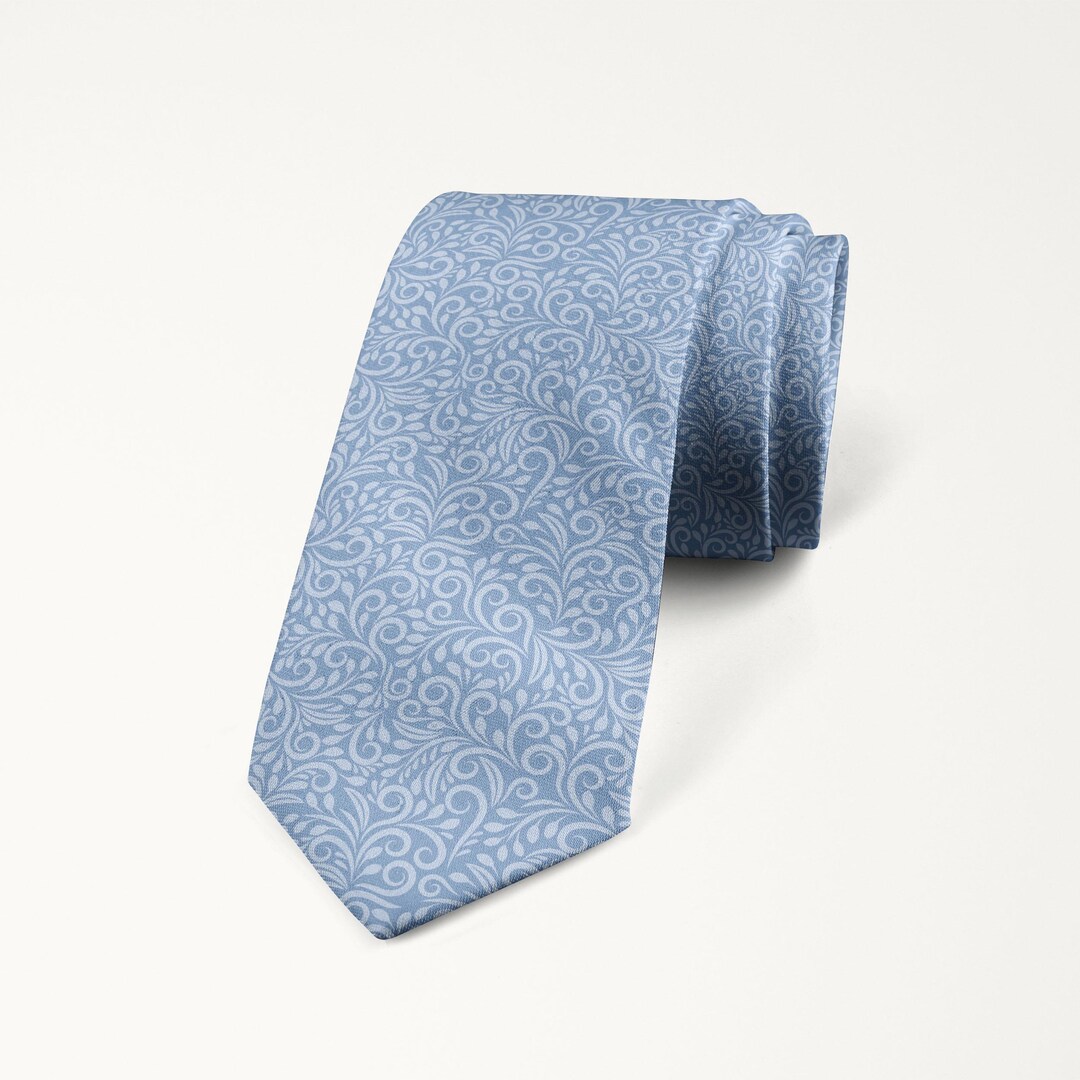 Sky Blue Floral Wedding Tie Groom Groomsmen Accessory Light Blue Formal ...