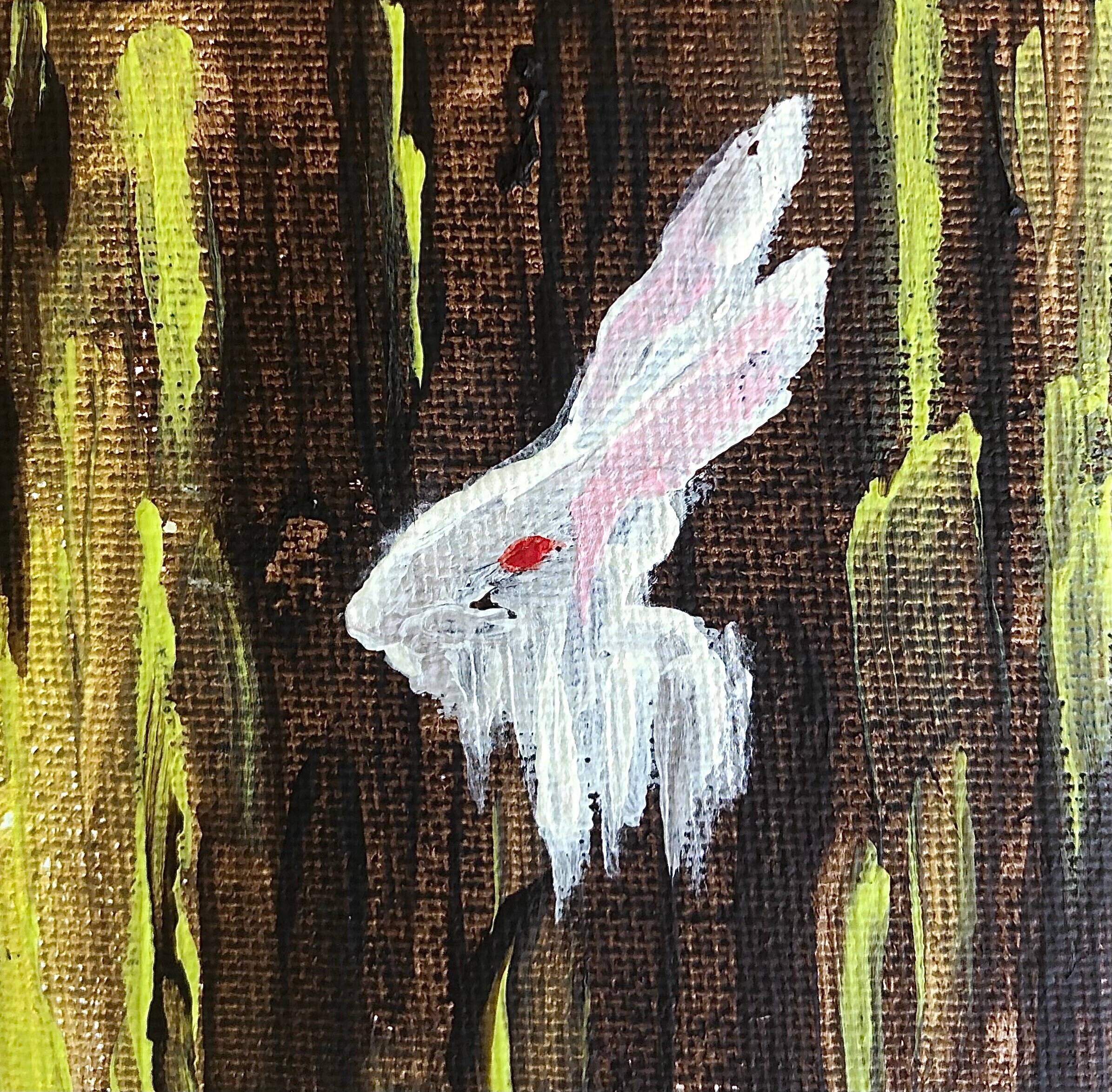 Rabbit Painting, Original Art, White Rabbit, on Canvas, Rabbit Artwork ...