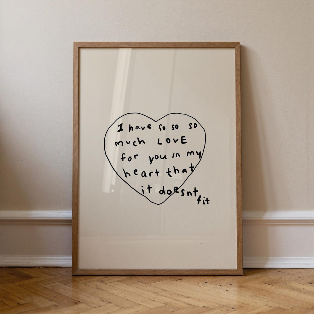 Handdrawn Heart: Neutral Typography Poster, Minimalist Home Decor ...