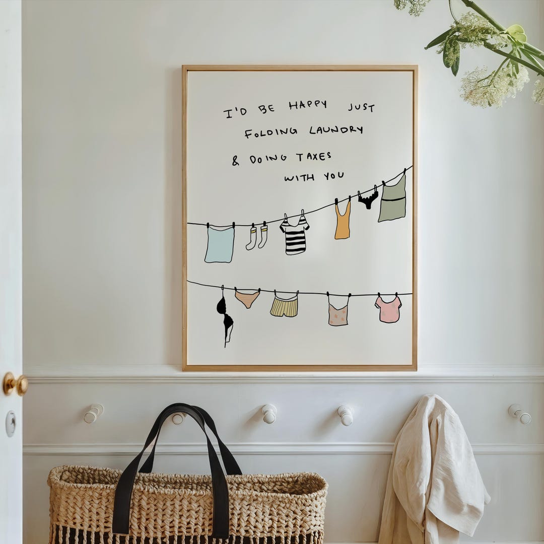 Laundry Room Hand-drawn Decor Printable Wall Art, Rustic Vintage ...