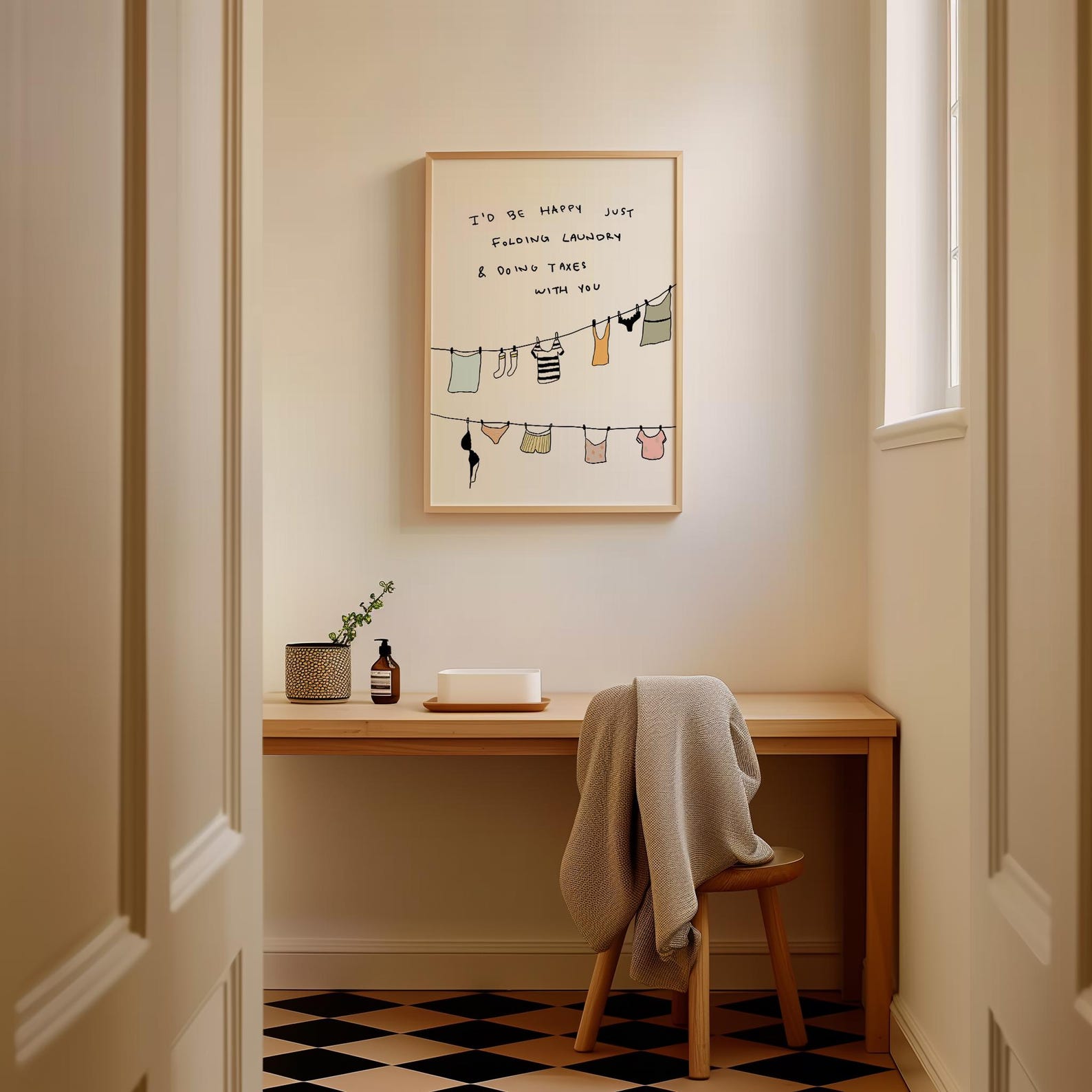 Laundry Room Hand-drawn Decor Printable Wall Art, Rustic Vintage ...