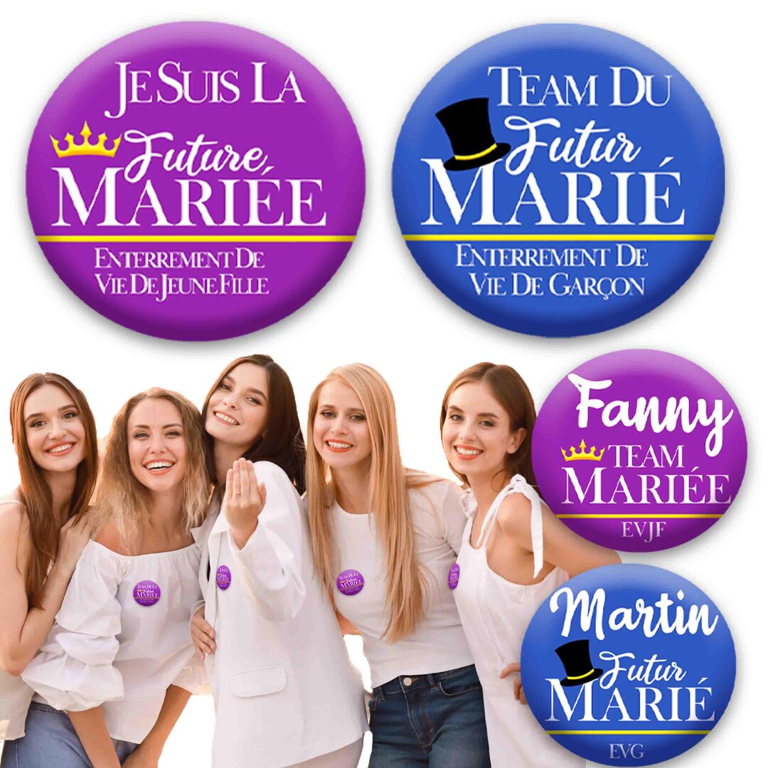 EVJF EVG - BADGE Team de la mariée jeux enterrement de vie de jeune ...