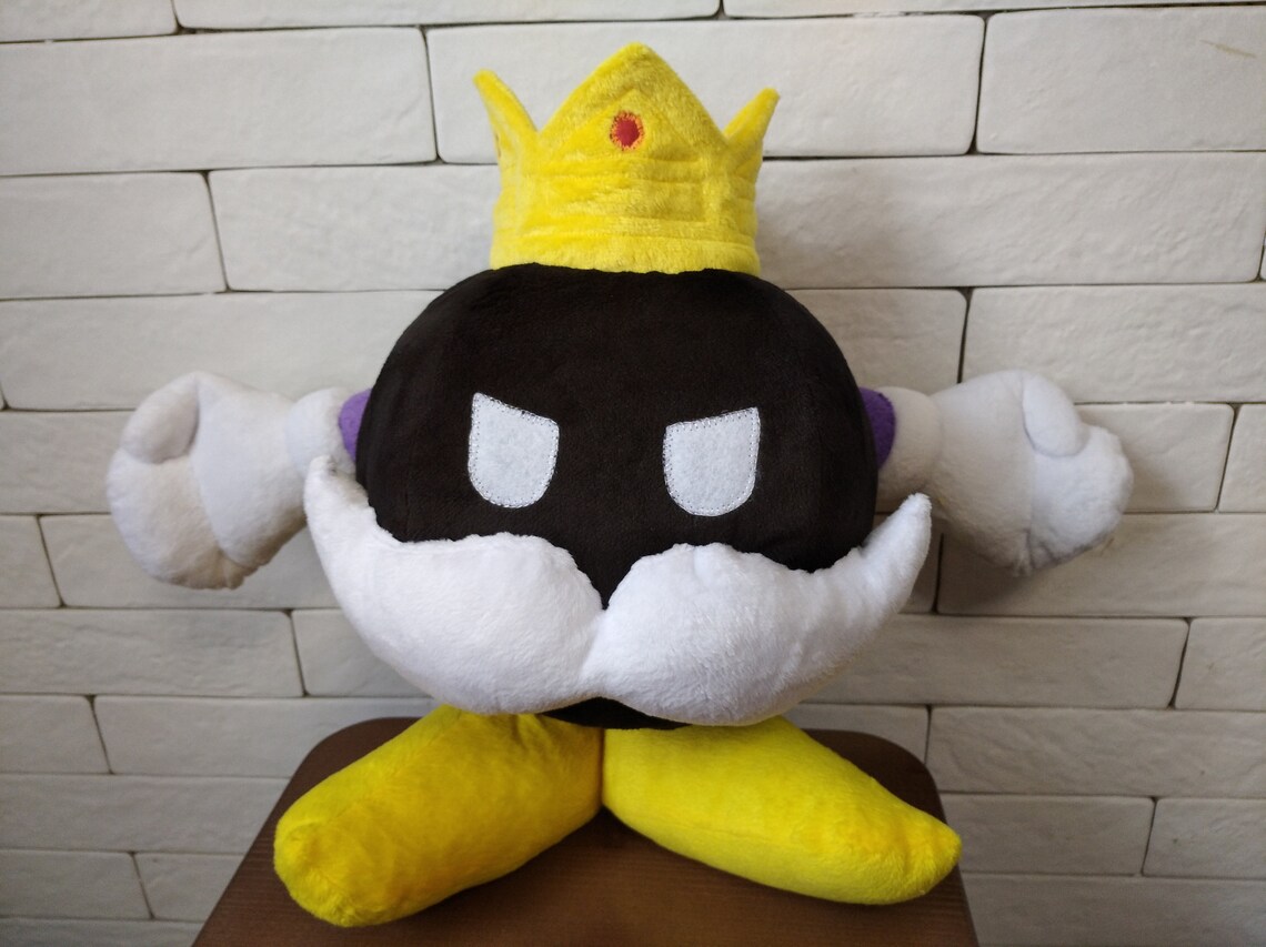 Custom plush inspired by King Bob-omb Super Mario party plush | Etsy