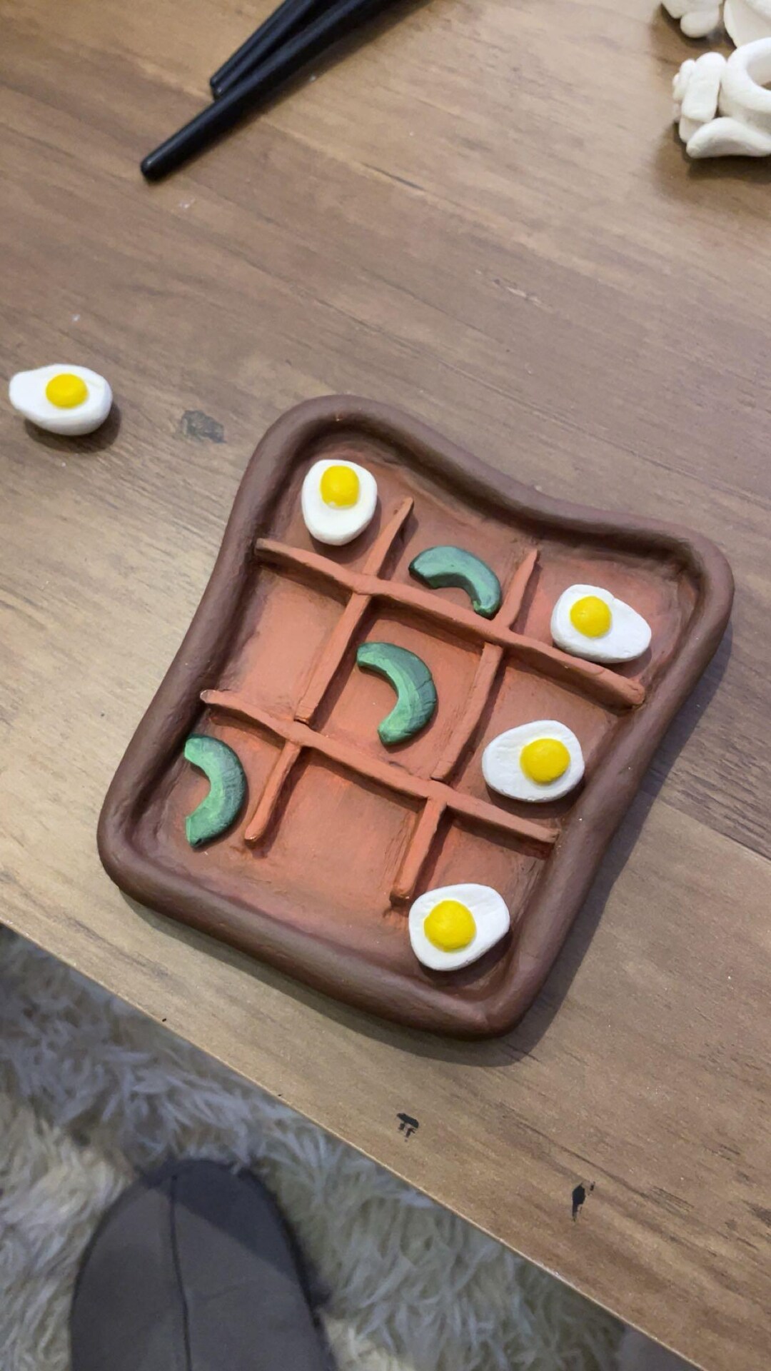 Clay Tic-tac-toe Game toast Egg and Avocado Pieces - Etsy