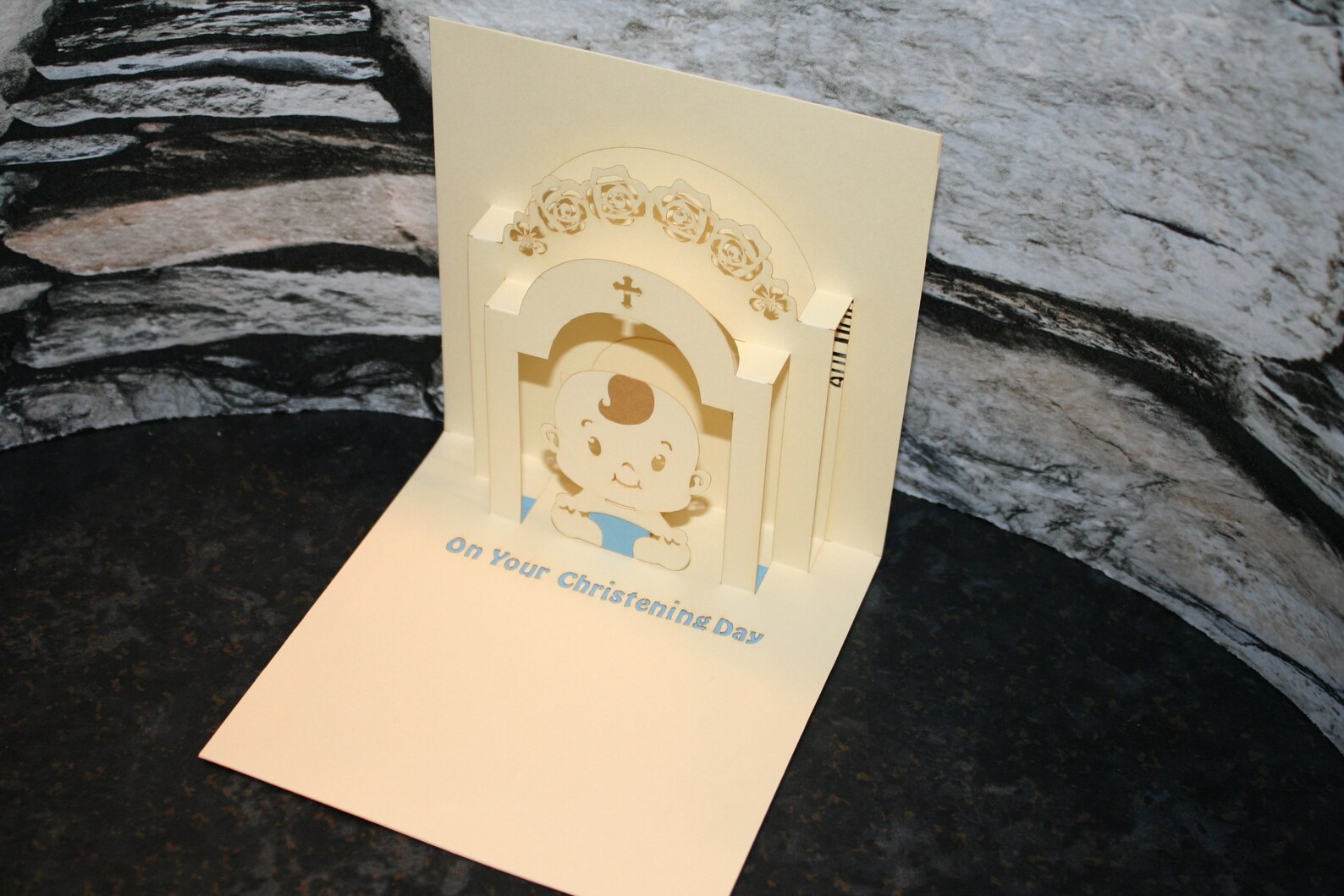 Christening Card Cute Baby 3D Pop-up Blue - Etsy