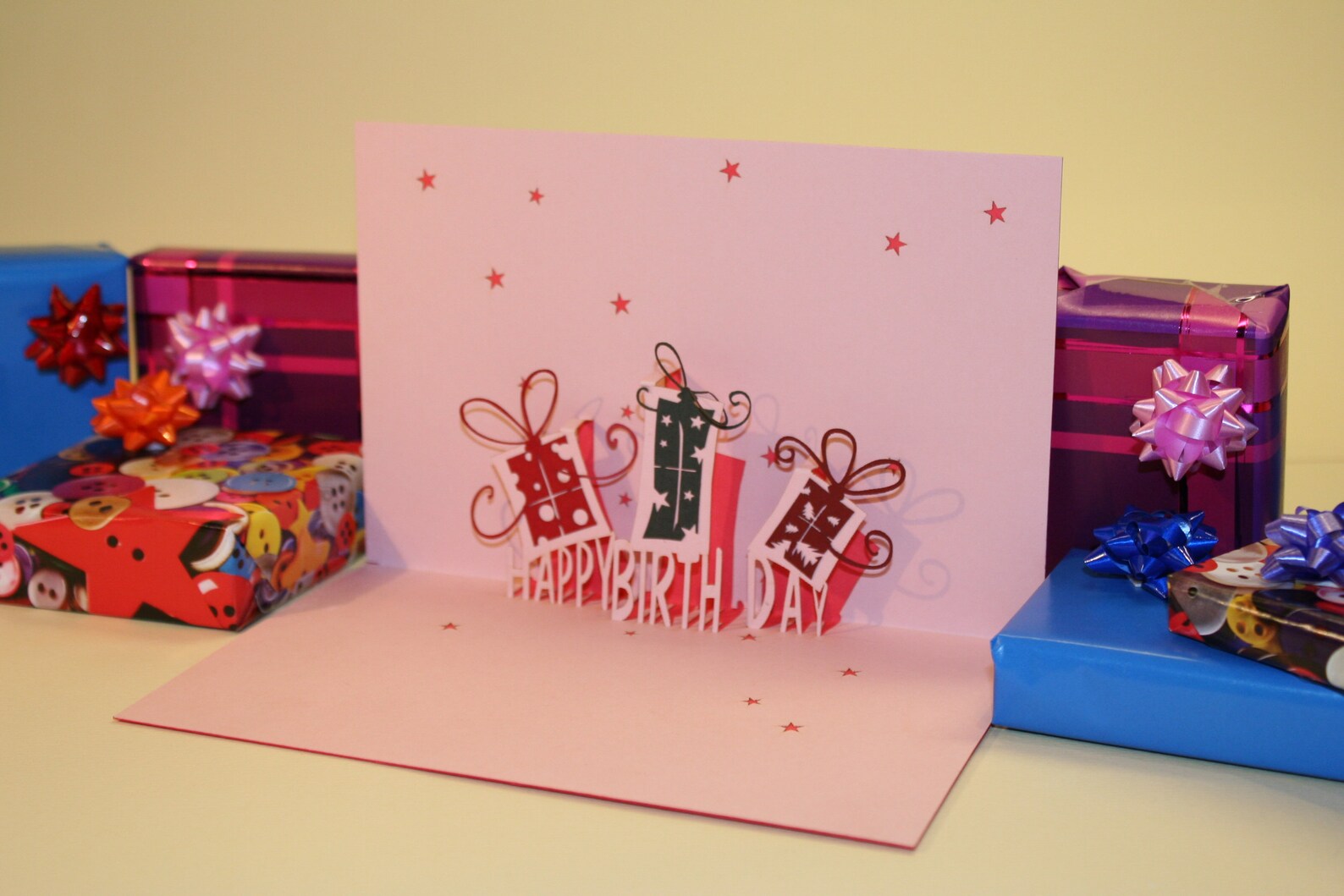 Birthday Card Wrapped Parcels Birthday Presents 3D - Etsy