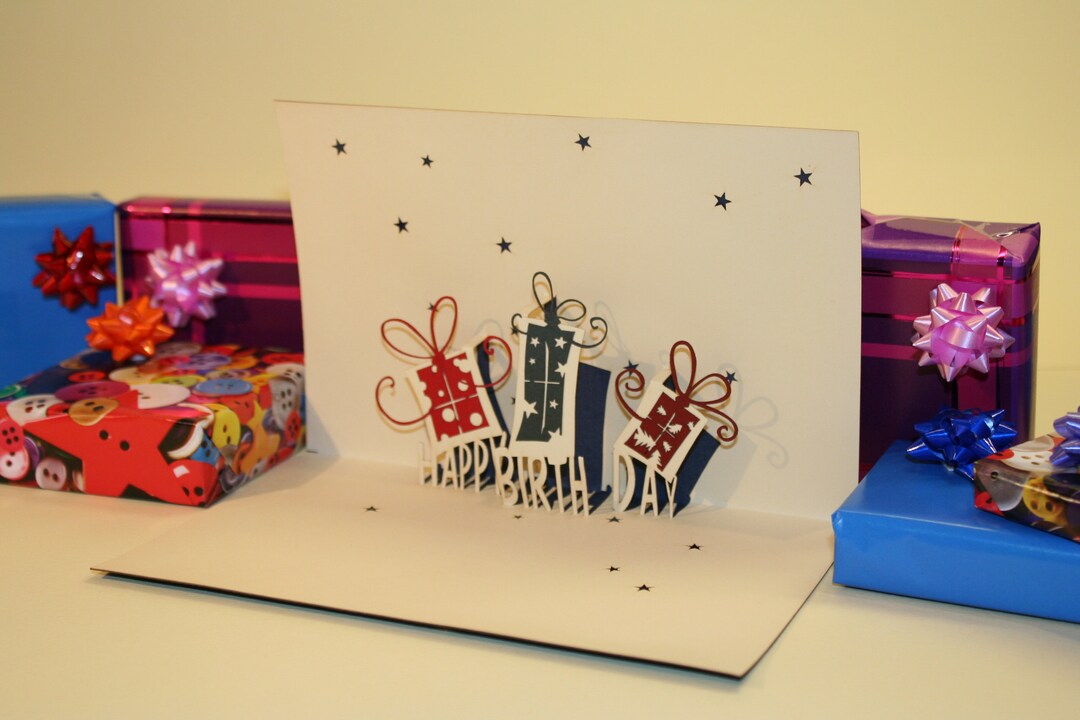 Birthday Card Wrapped Parcels Birthday Presents 3D Pop-up - Etsy
