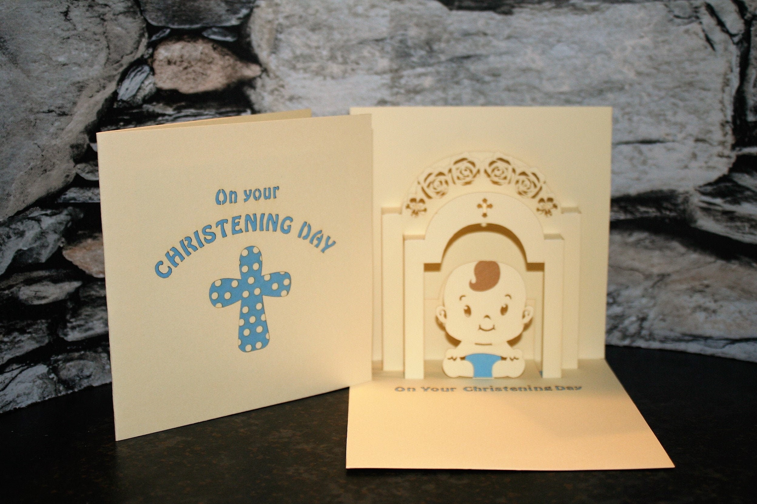 Christening Card Cute Baby 3D Pop-up Blue - Etsy