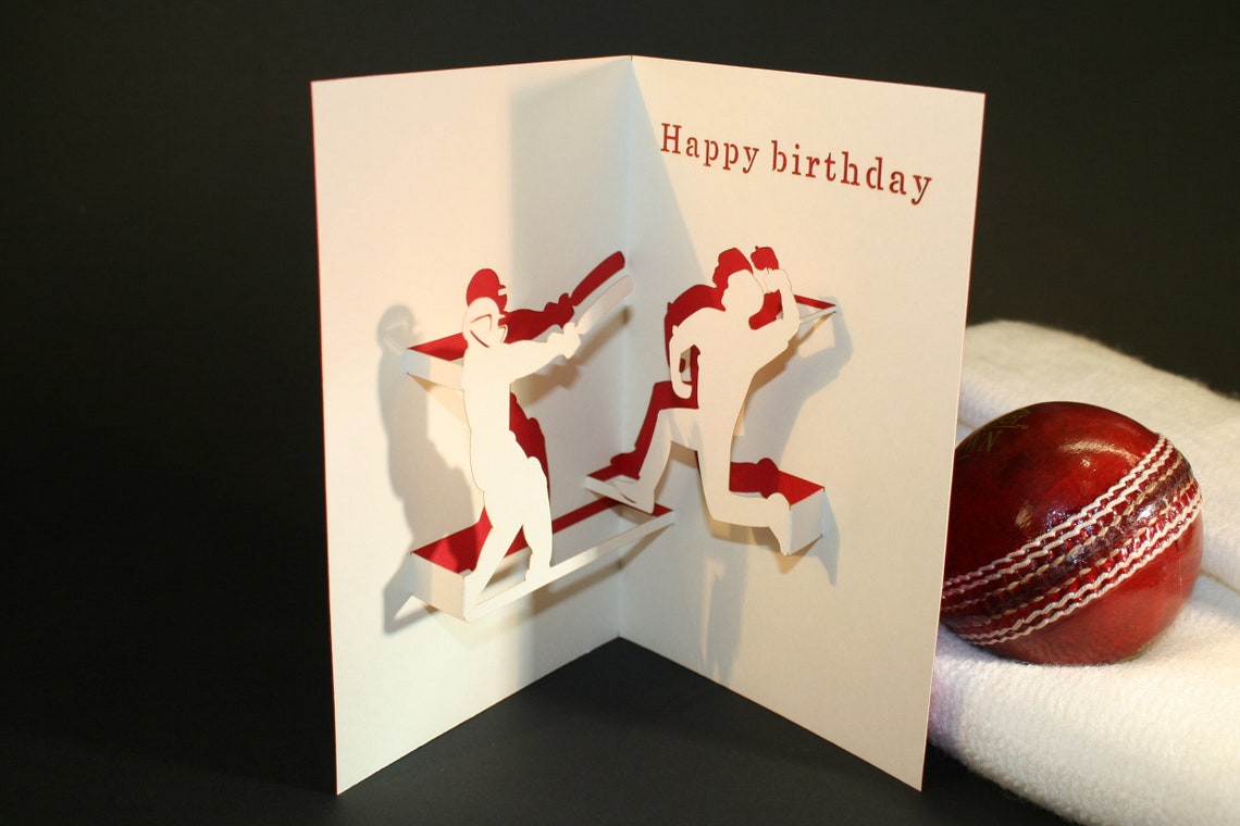 Birthday Card Cricket Cricketers 3d Pop Up Etsy