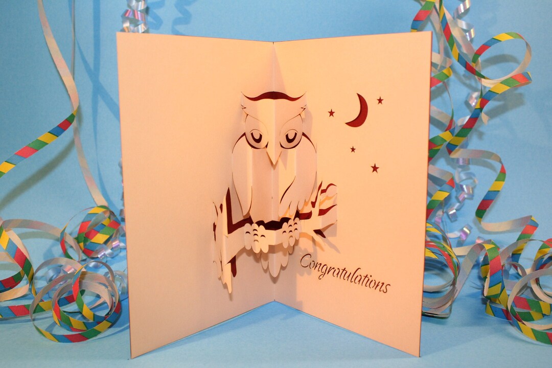 Congratulations Card - Owl - 3D Pop-up - Etsy