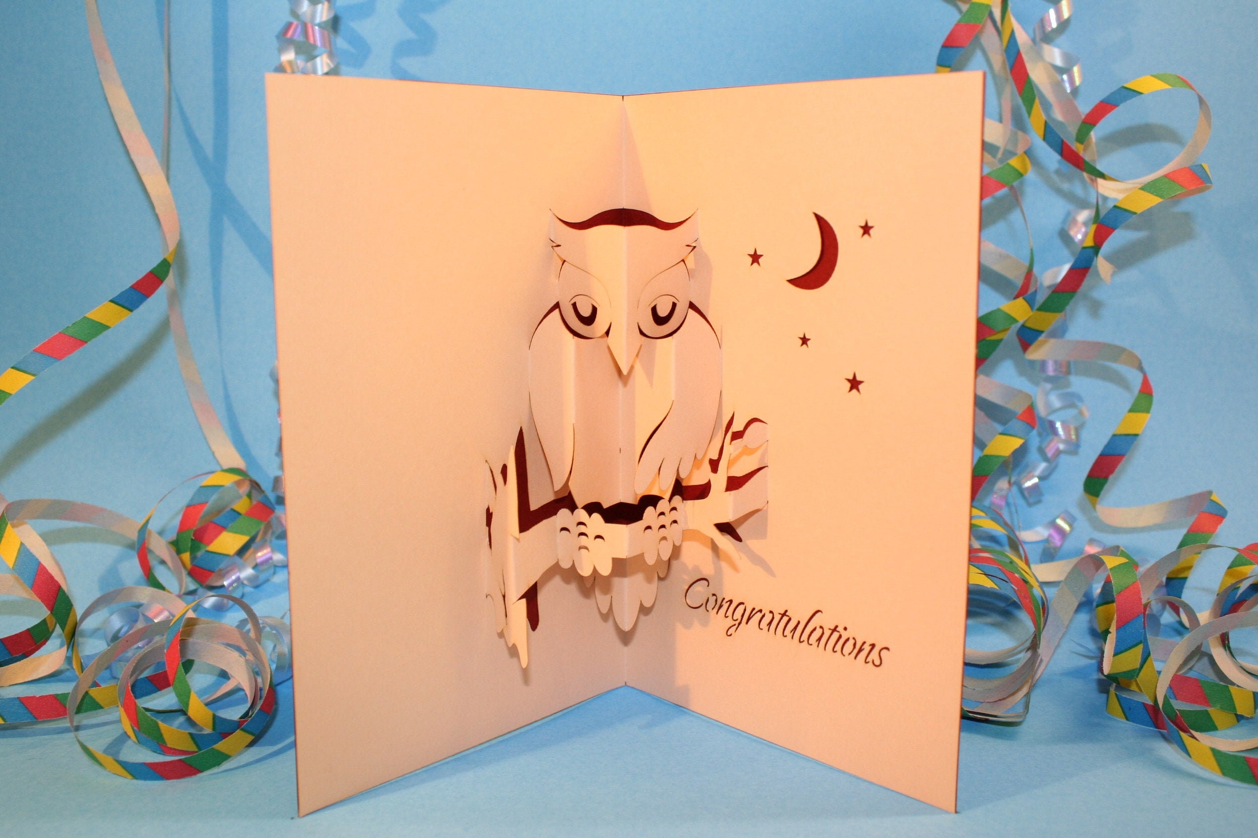 Congratulations Card Owl 3D Pop-up - Etsy