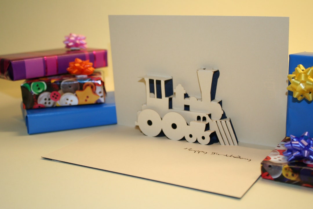 Birthday Card - Steam Train - 3D Pop-up - Etsy