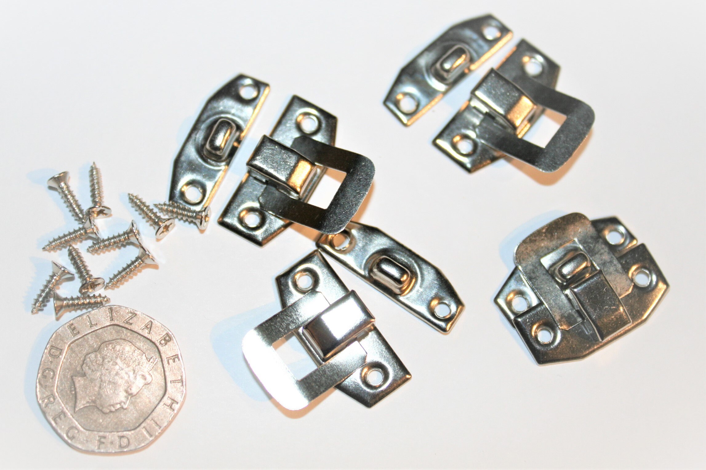 Set of 4 Silver Coloured Metal Clip Latches for Wooden Box, Chest ...