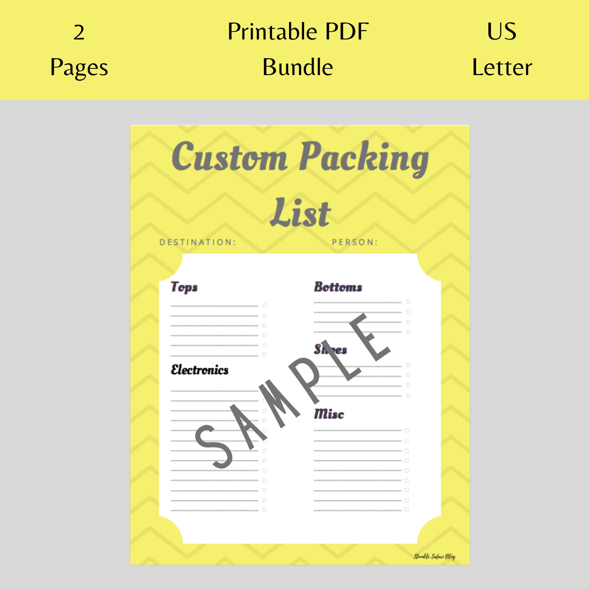 Customizable Packing List Printable - Printable Free Templates