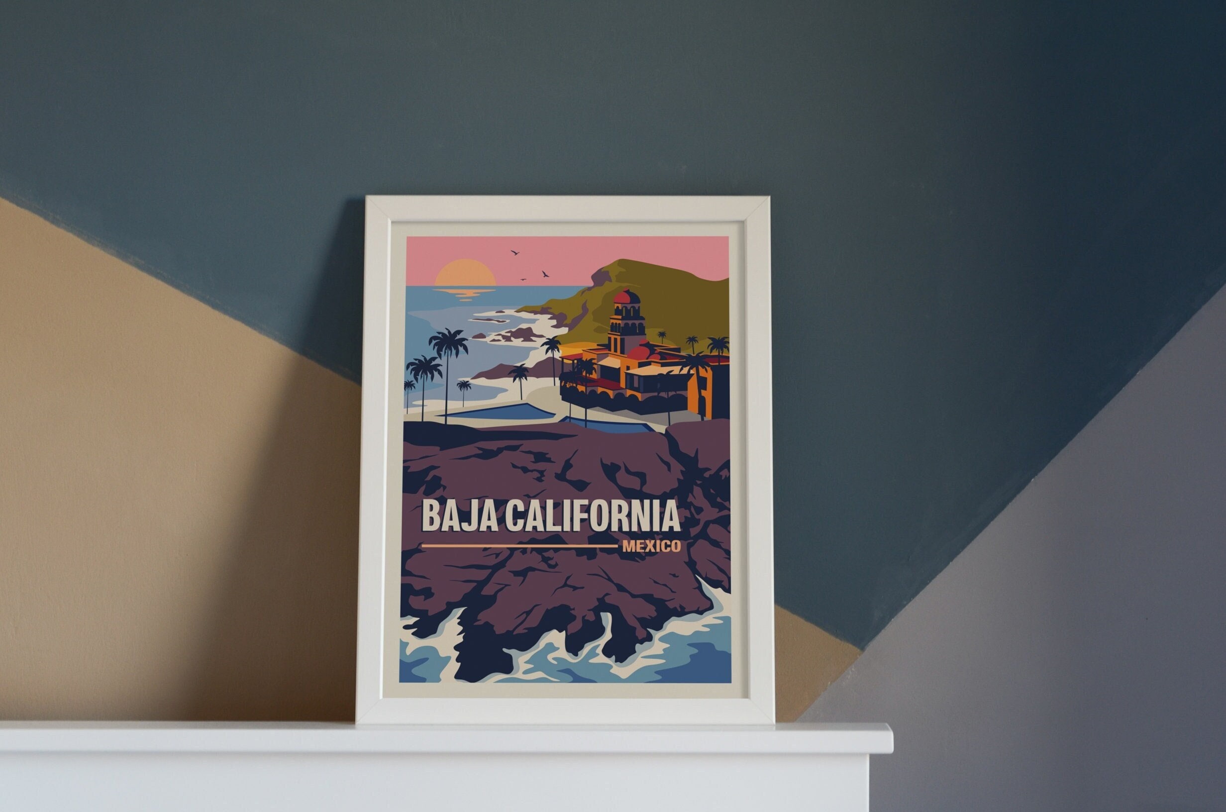 Baja California Retro Travel Poster - Instant Download - Etsy