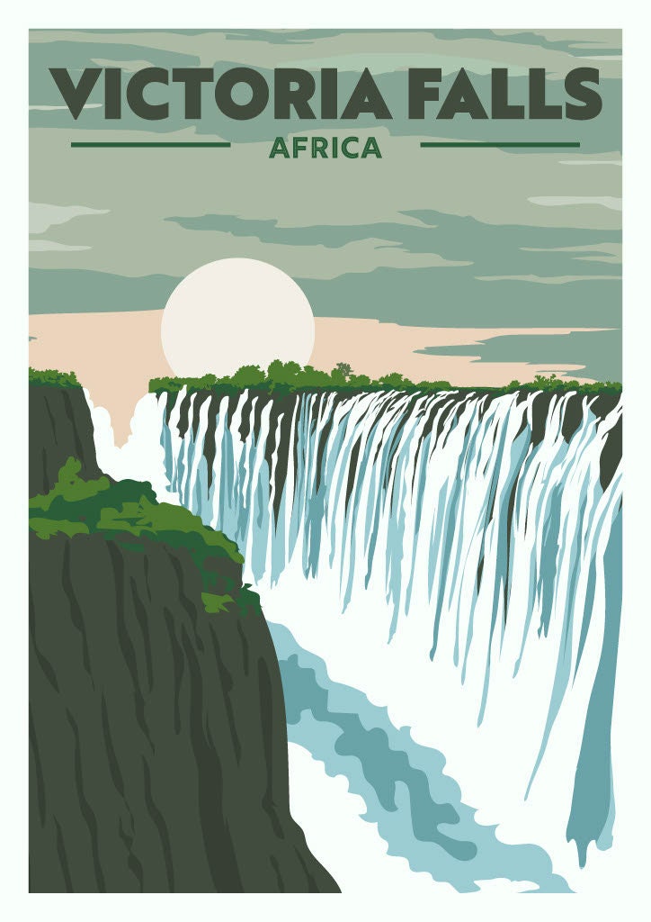 Vintage Victoria Falls Travel Poster - Etsy