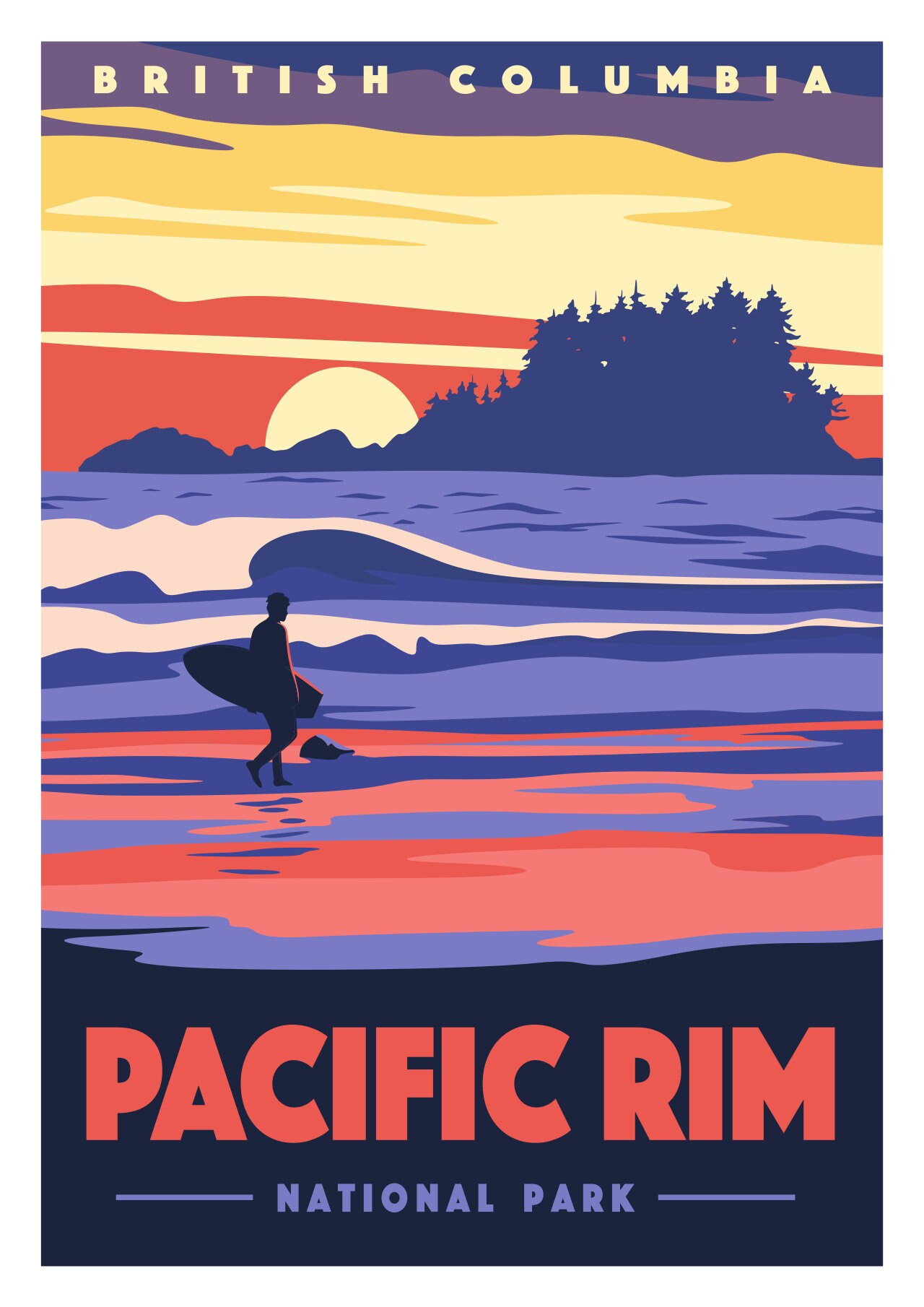 Retro Pacific Rim Travel Poster- Digital Download - Etsy