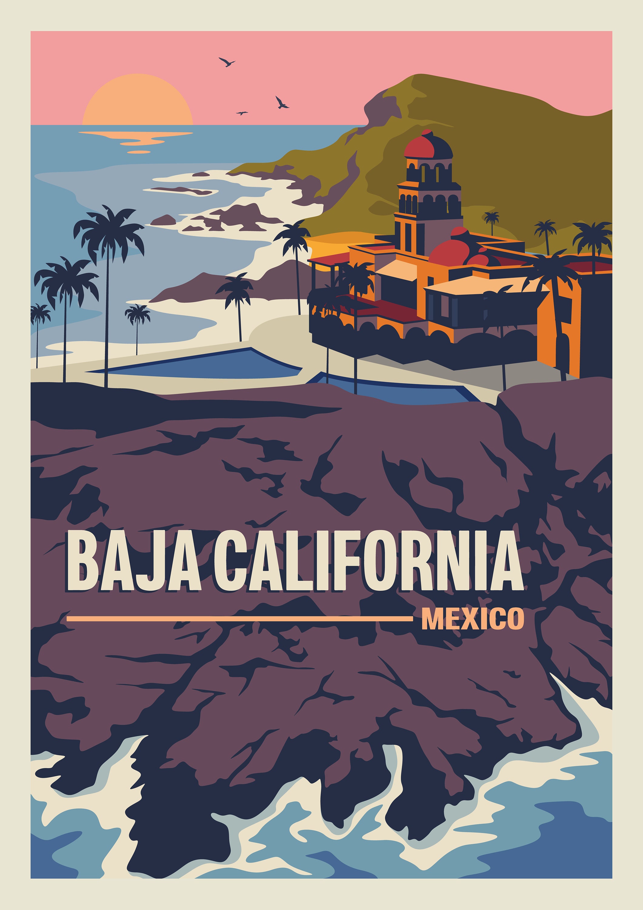 Baja California Retro Travel Poster - Instant Download - Etsy