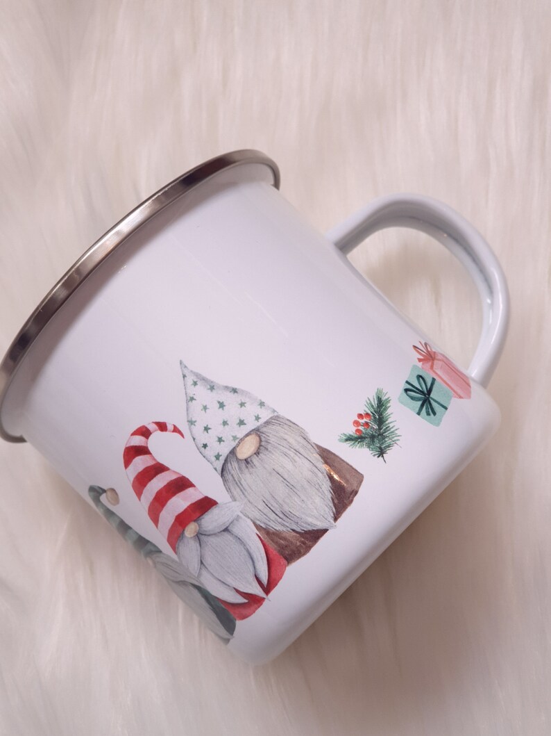 Christmas Gnome Gonk Personalised Enamel Mug Gonk Christmas Etsy Uk