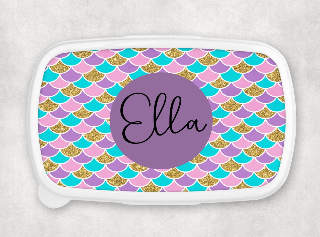 Mermaid Personalised Lunchbox, Snackbox Back to School, Personalised ...