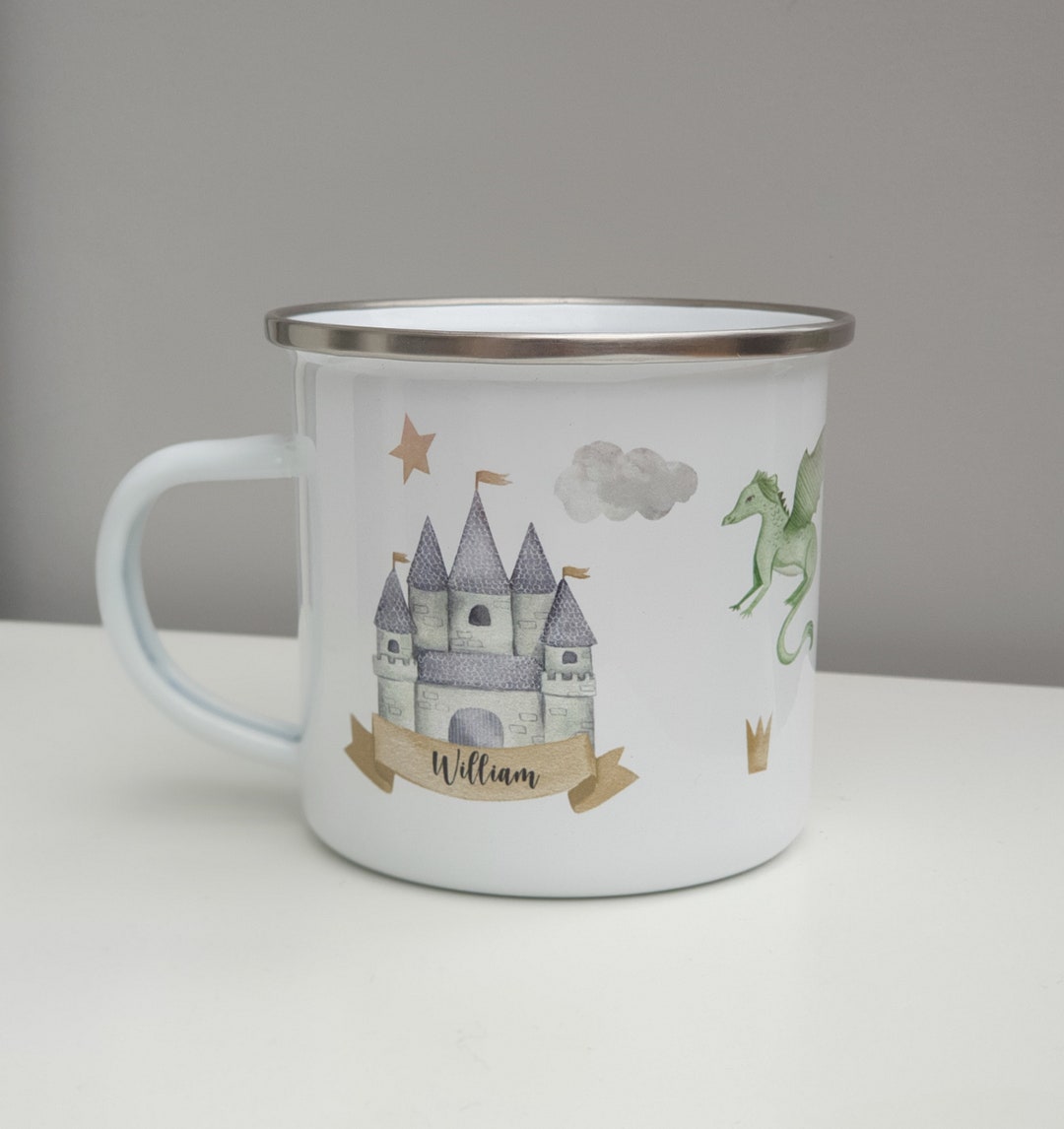 Boys Fairytale Personalised Enamel Mug, Watercolour Design, Once Upto a ...