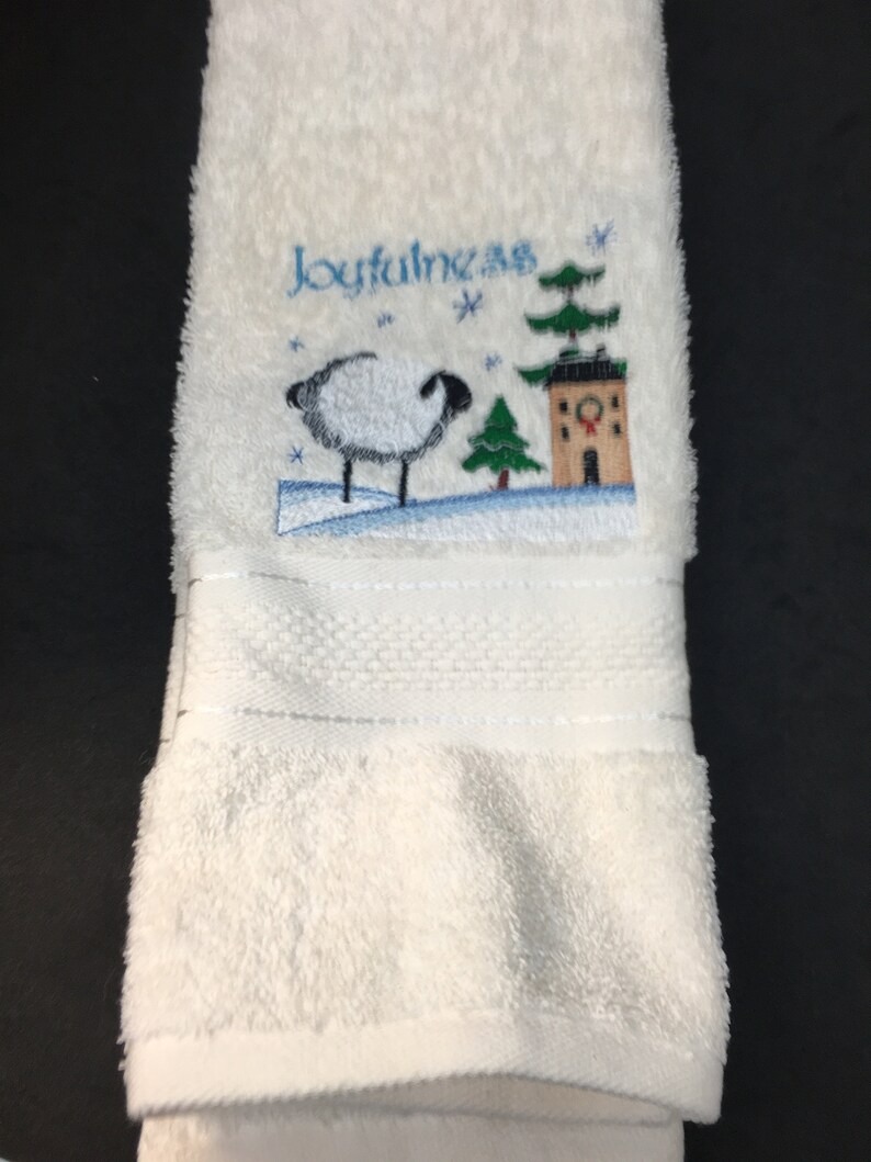 Joyful Sheep Embroidered Towel - Etsy