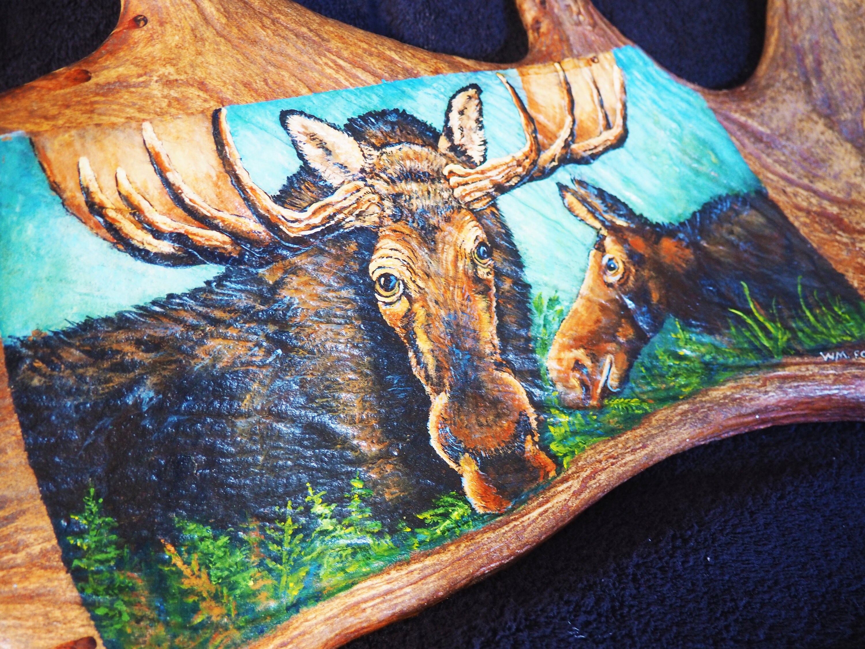 Moose Antlers Painted Bull and Cow - Etsy