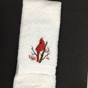 Cardinal Towel With Embroidery - Etsy