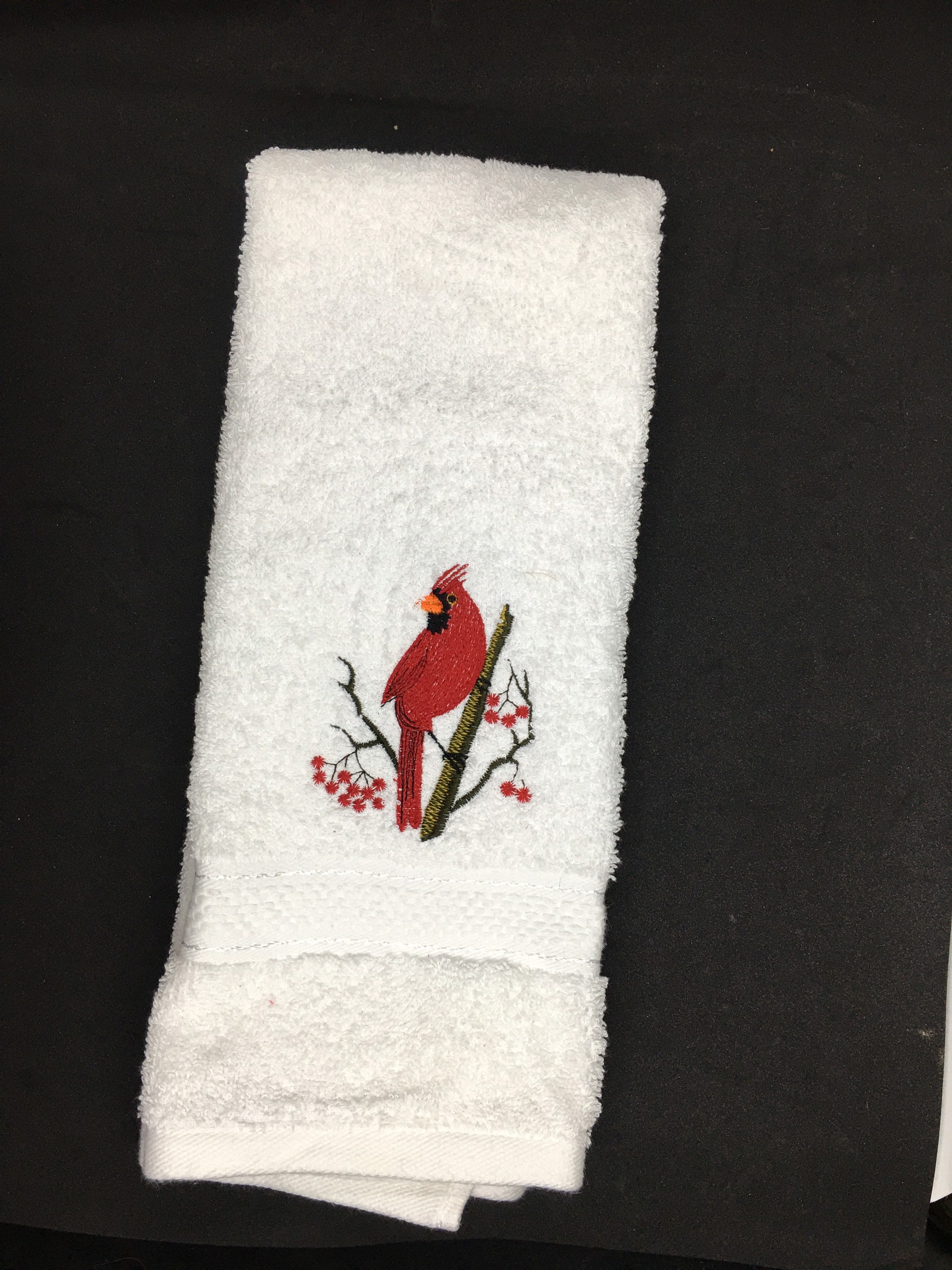 Cardinal Towel With Embroidery - Etsy