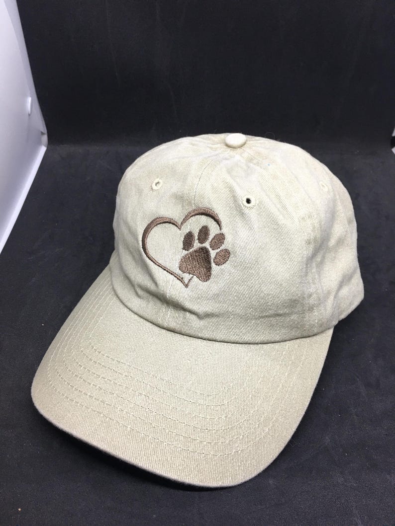 Paw Print and Heart Embroidered Baseball Cap - Etsy