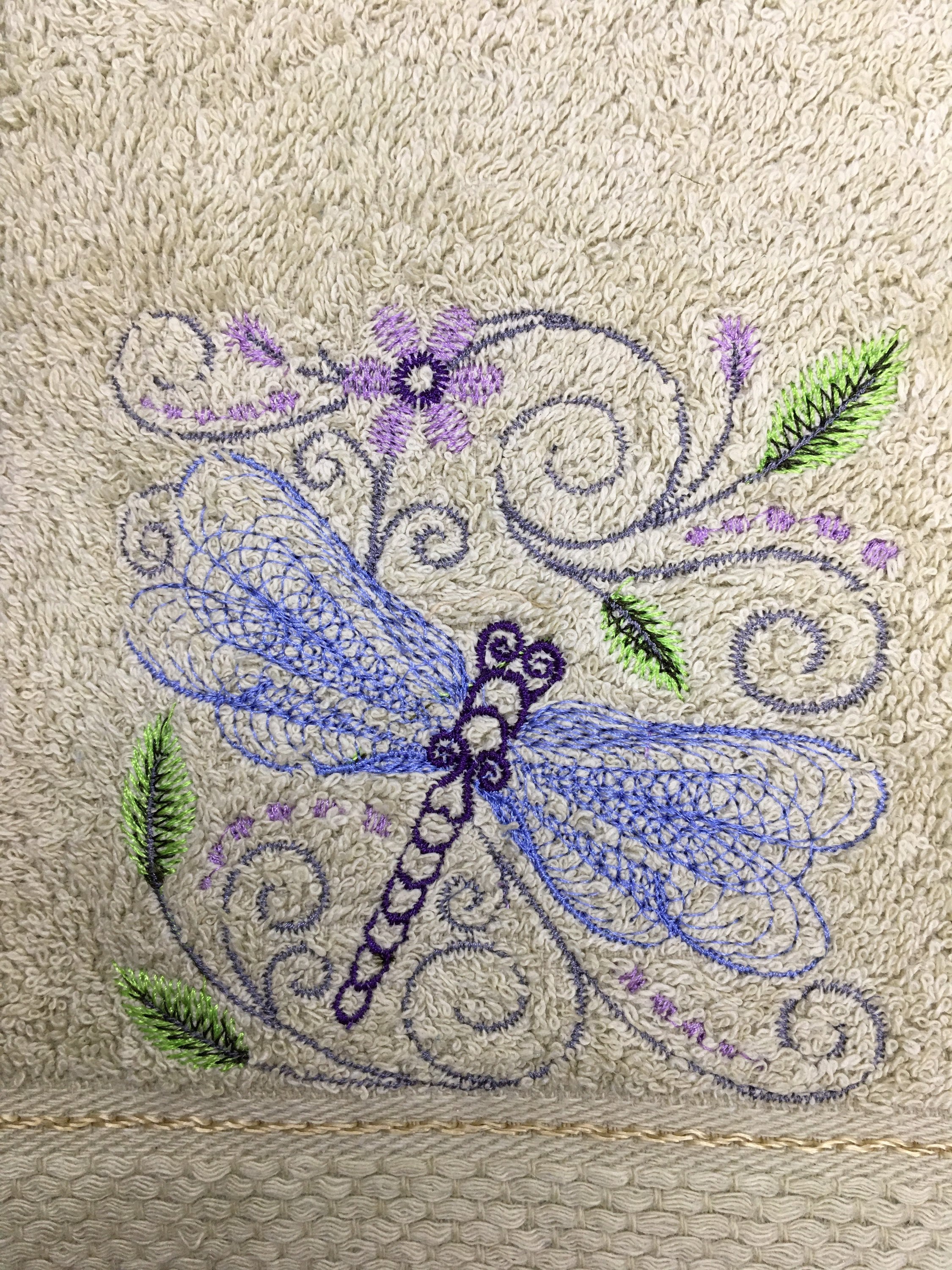 Dragonfly Embroidered Towels - Etsy